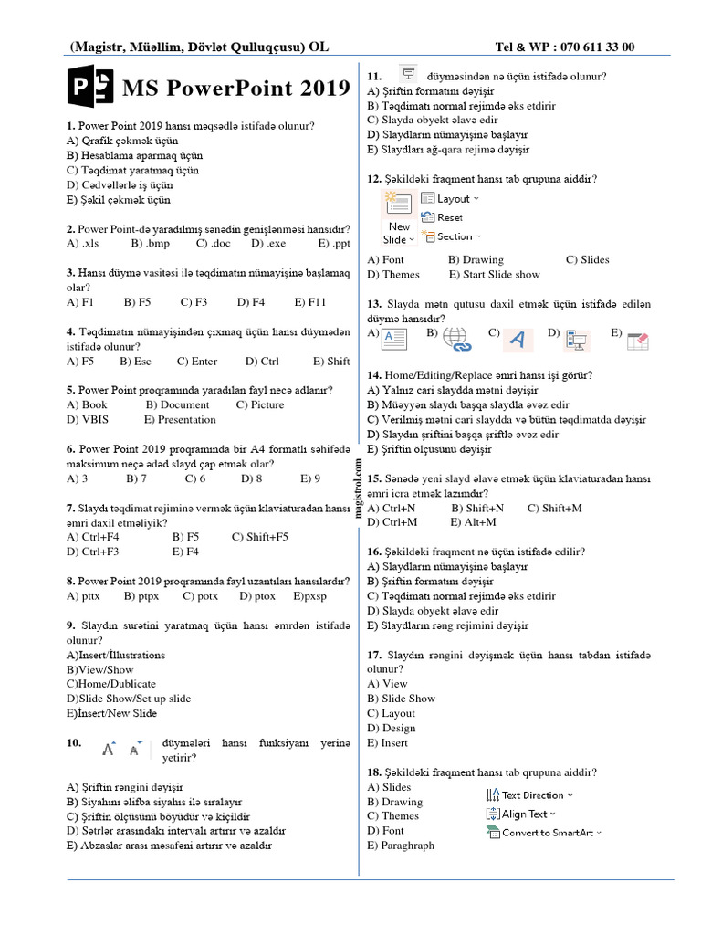MS PowerPoint 2019 - Test - Magistr OL | PDF