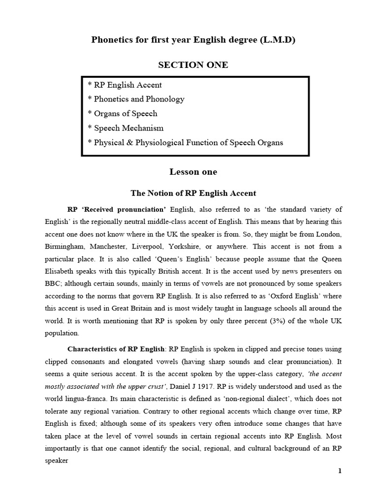 First Year LMD Phonetics Lesson 1&2 | PDF | Phonetics | Phoneme