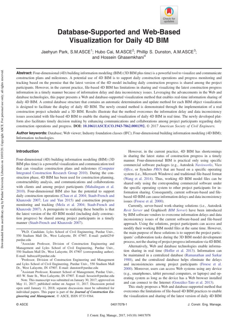 4d Bim For Progress Monitoring 1 Pdf Building Information Modeling Databases