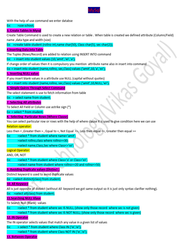 My SQL | PDF | Table (Database) | Database Index