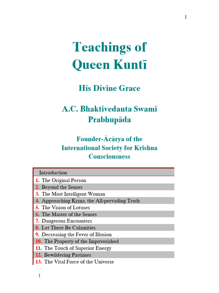 Teachings of Queen Kunti | PDF | Bhagavata Purana | Prayer