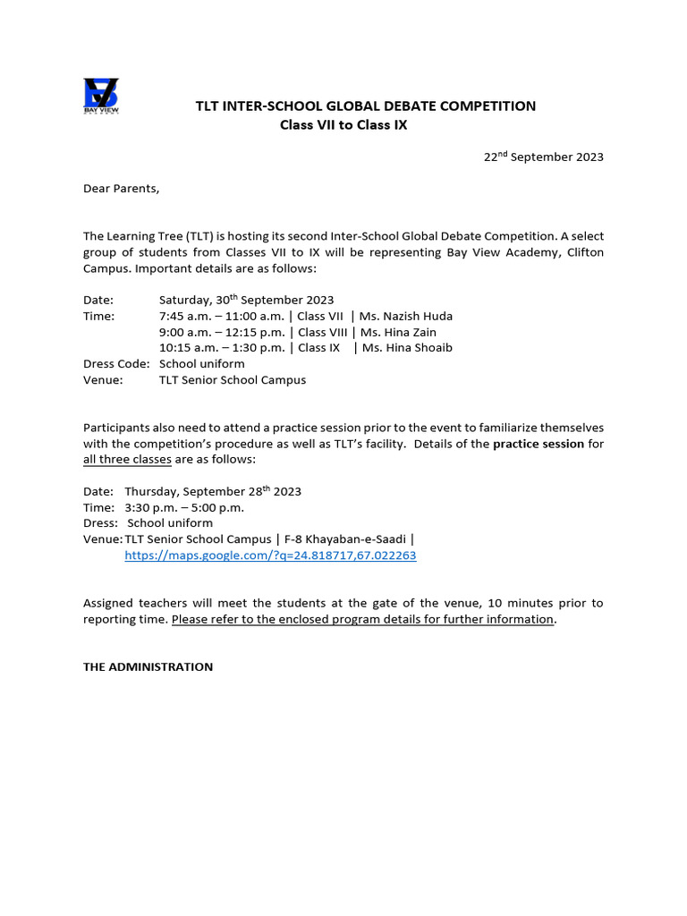 TLT Debate - Parents & Students - Combined Version | PDF