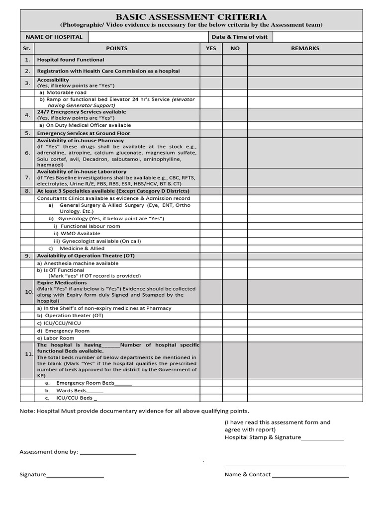 Basic Assesment Criteria (Revised) | PDF