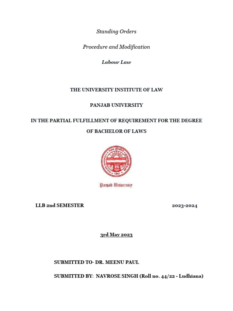 Industrial Employment Standing Orders Act | PDF | Labour Law | Employment
