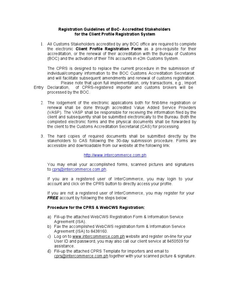 Registration Guidelines For CPRS | PDF | Email | Public Key Certificate