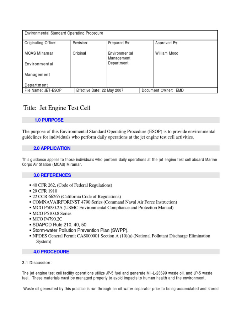 Jet Engine Test Cell | PDF | Waste | Dangerous Goods