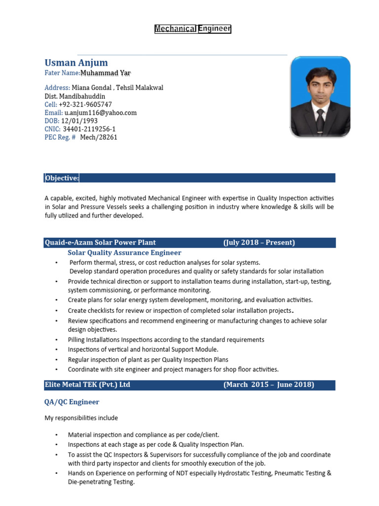 Usman CV QC Work S | PDF | Welding | Construction