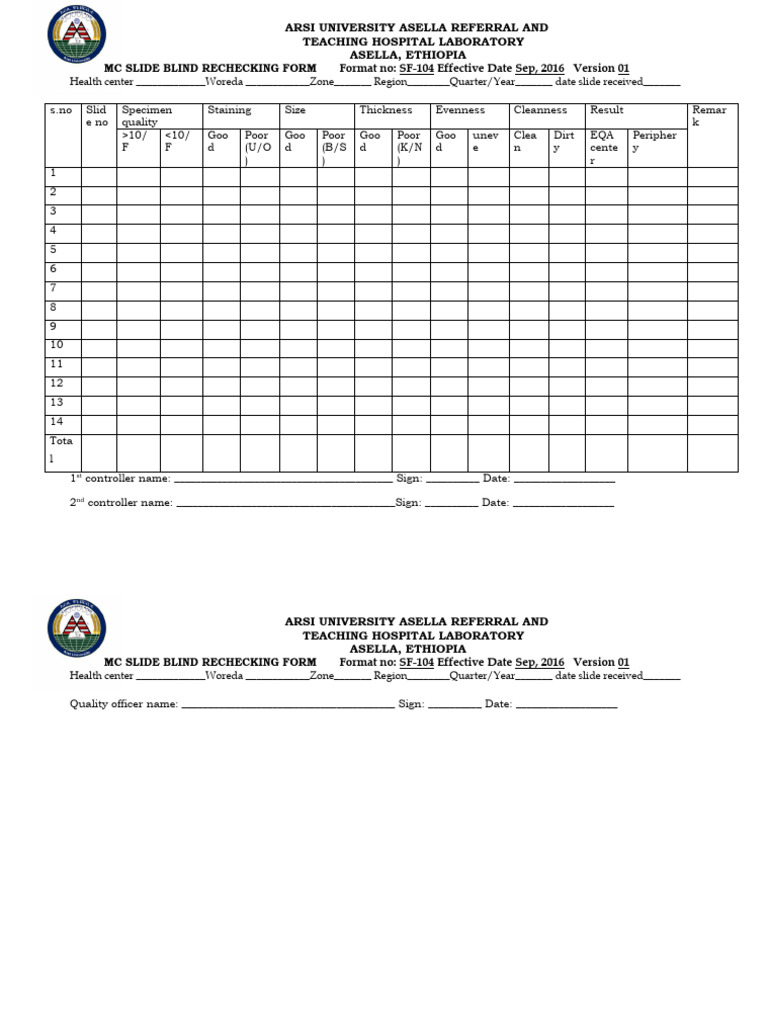 SF 104 Blind Rechecking of MC Slides | PDF