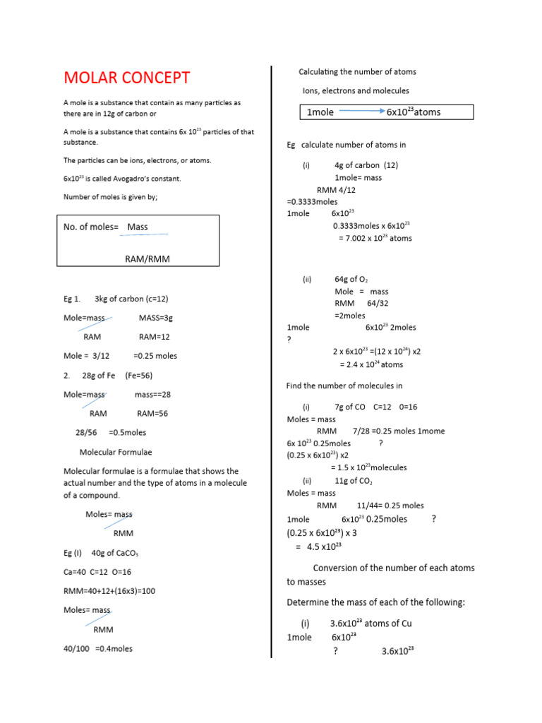 MOLAR SOLUTION | PDF | Mole (Unit) | Molecules
