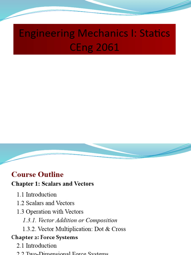 Mechanics I (Statics) Ch-1 | PDF | Euclidean Vector | Force