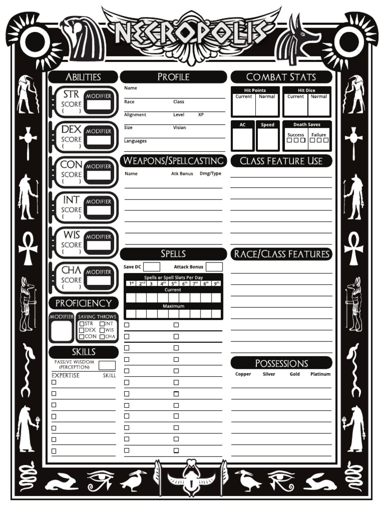 Necropolis 5 Echaractersheet | PDF