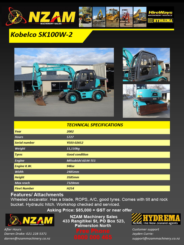 H254 Kobelco SK100W | PDF