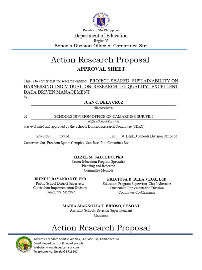 Action Research Proposal Approval Sheet | PDF | Cognition