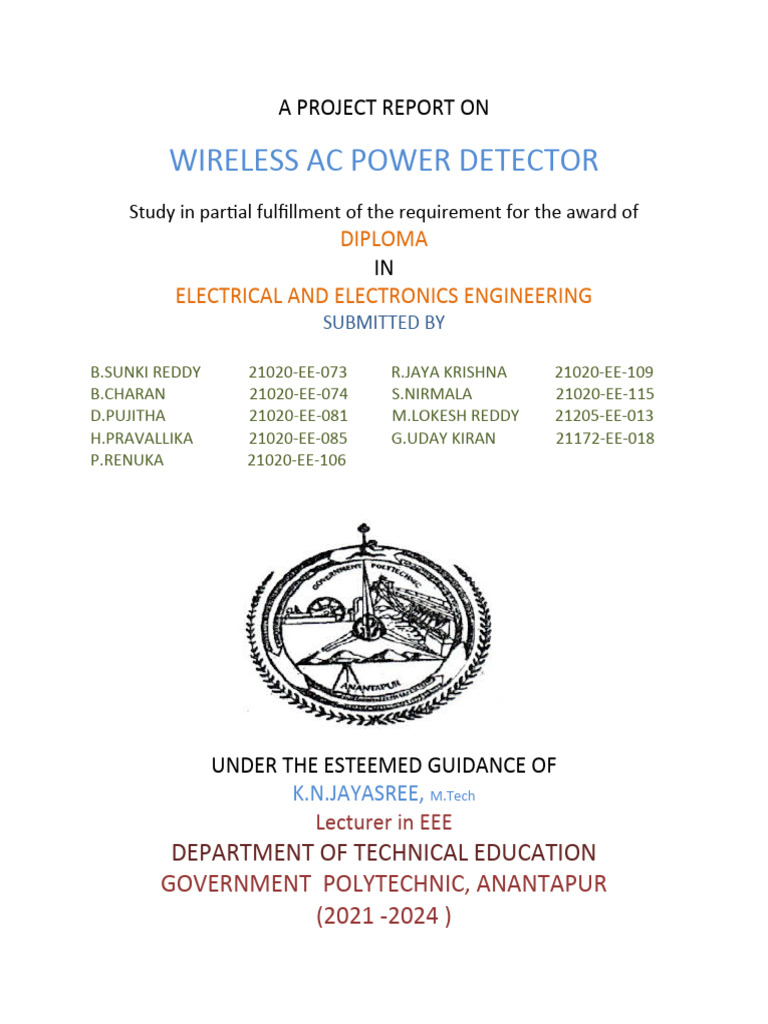 Wire Less Ac Power Detecter Final | PDF | Technology & Engineering