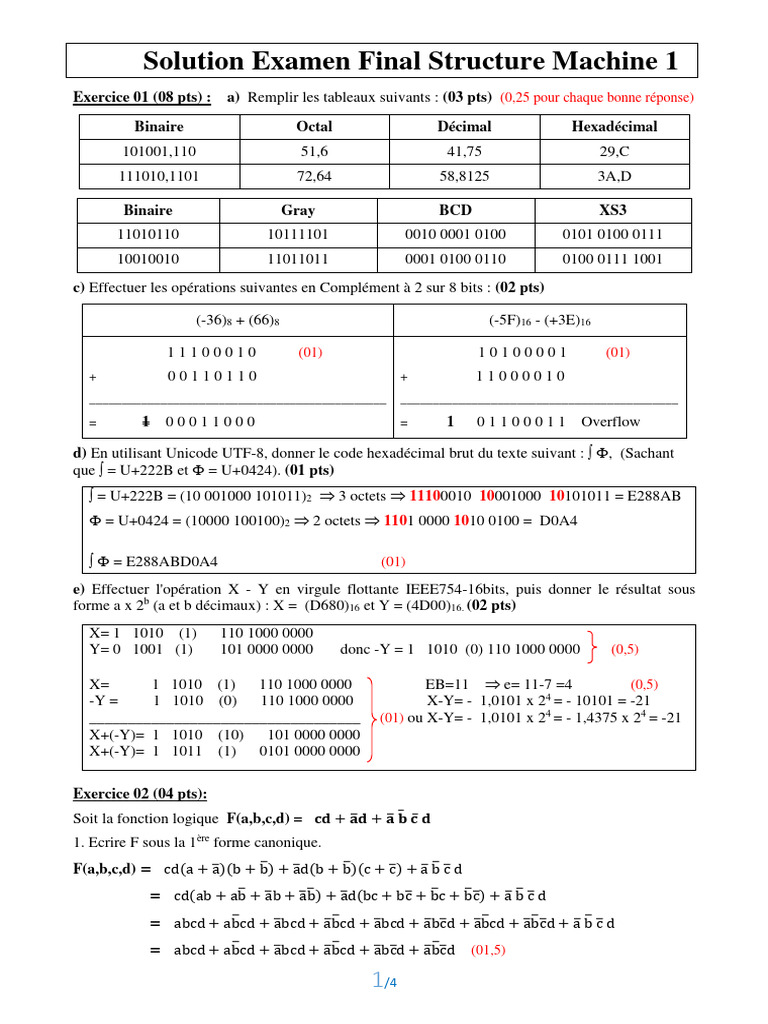 Solution-Examen4 Structure Machine 1 | PDF