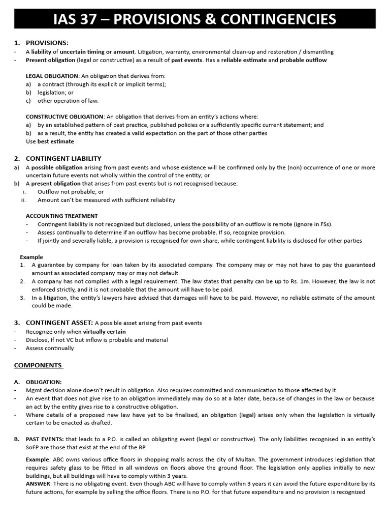 IAS 37 - Provisions & Contingencies | Download Free PDF | Legal ...