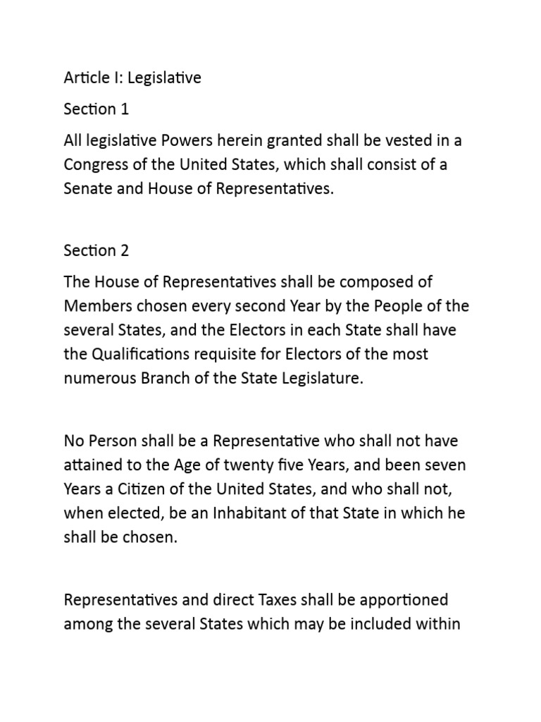 The Constitution of The Usa | PDF | Article One Of The United States ...