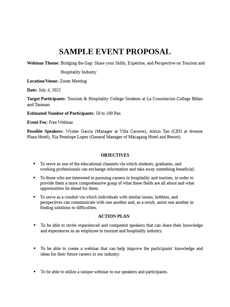 Angelino Abella SAMPLE EVENT PROPOSAL | PDF