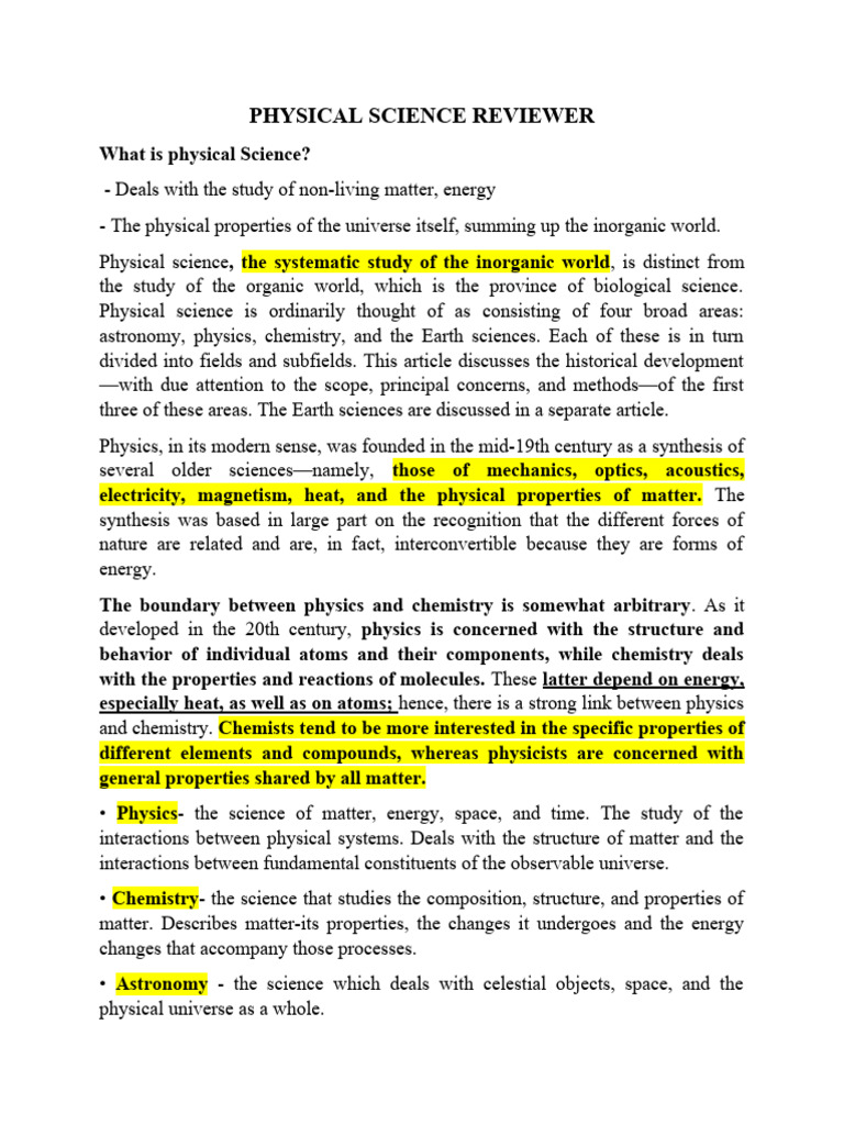 Physical Science Reviewer | PDF | Big Bang | Physics