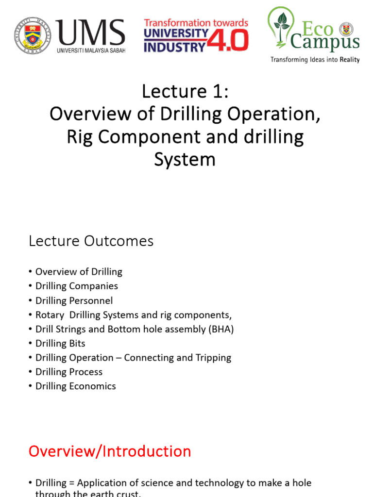 Overview of Drilling Operation, Rig Component and Drilling System | PDF