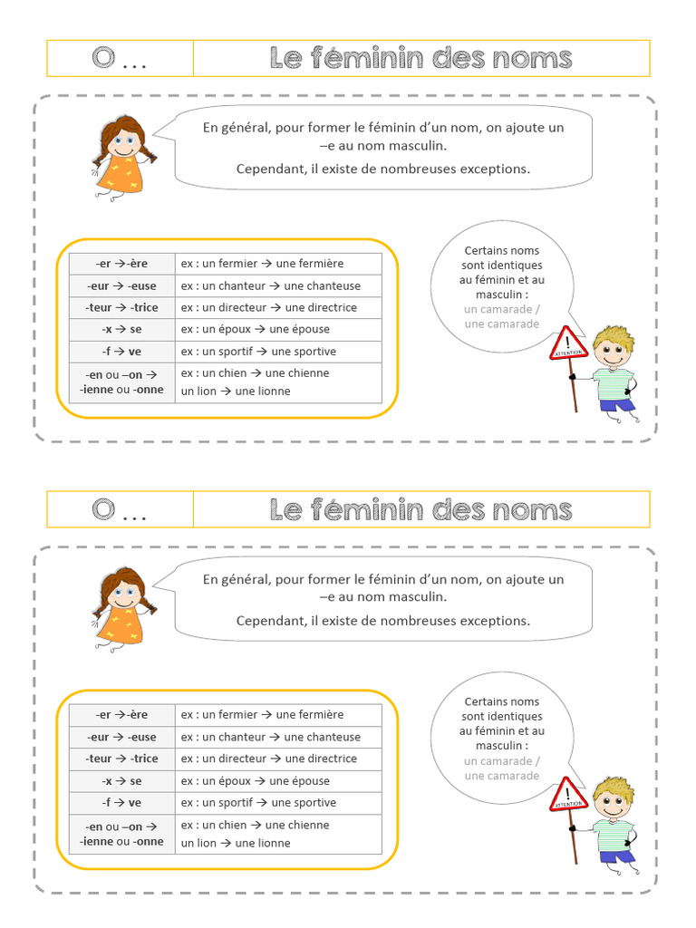Le féminin des noms en français | PDF | Arts du langage et discipline ...