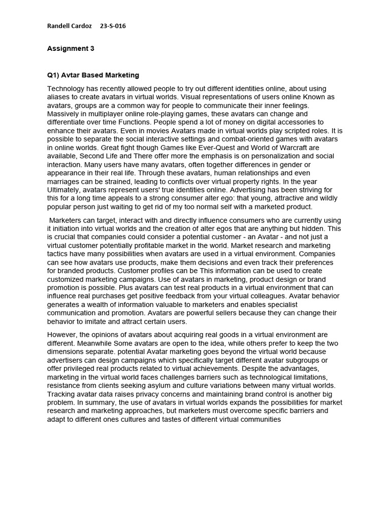 Assignment 3 JK | PDF | Brand | Virtual World