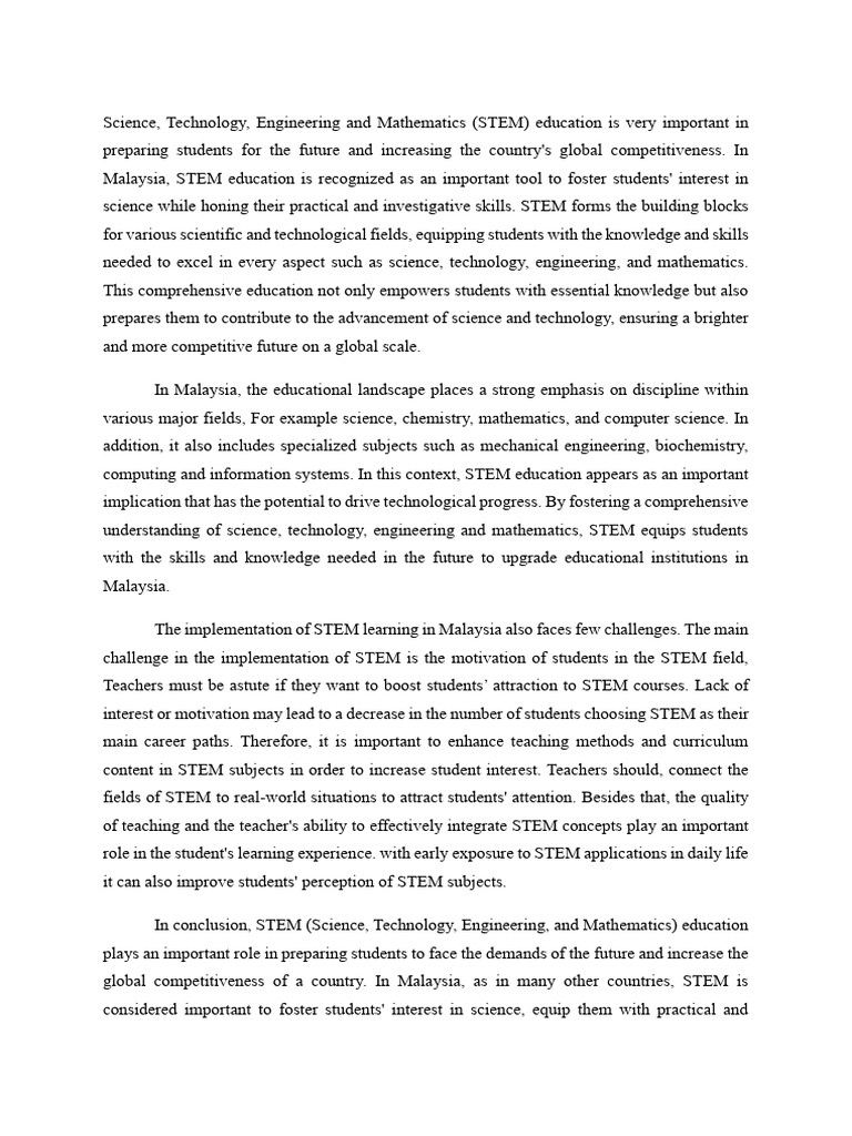 Stem in Malaysia Education | PDF | Science, Technology, Engineering, And Mathematics | Science