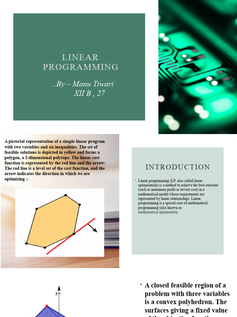 Manu Tiwari, 12B, Maths Ppt-Linear Programming | PDF