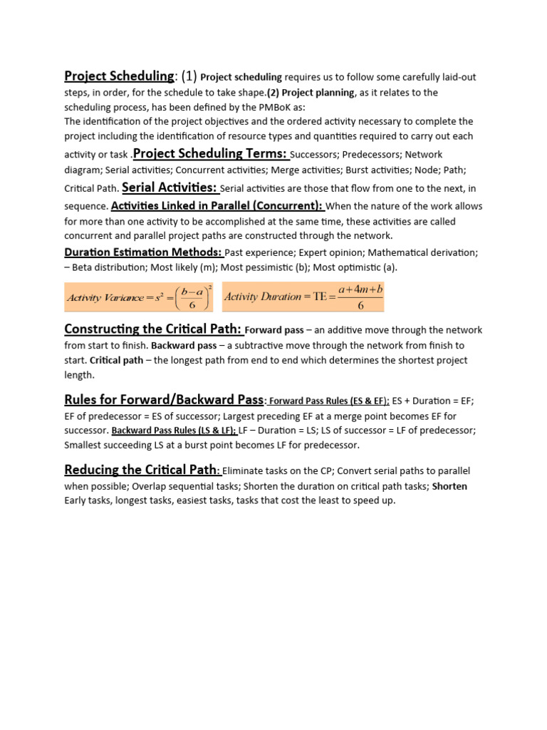 Project Scheduling | PDF