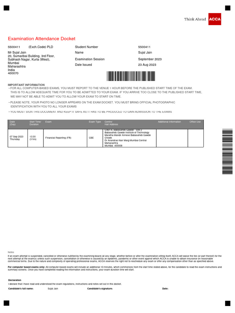 Examination Attendance Docket Guide | PDF