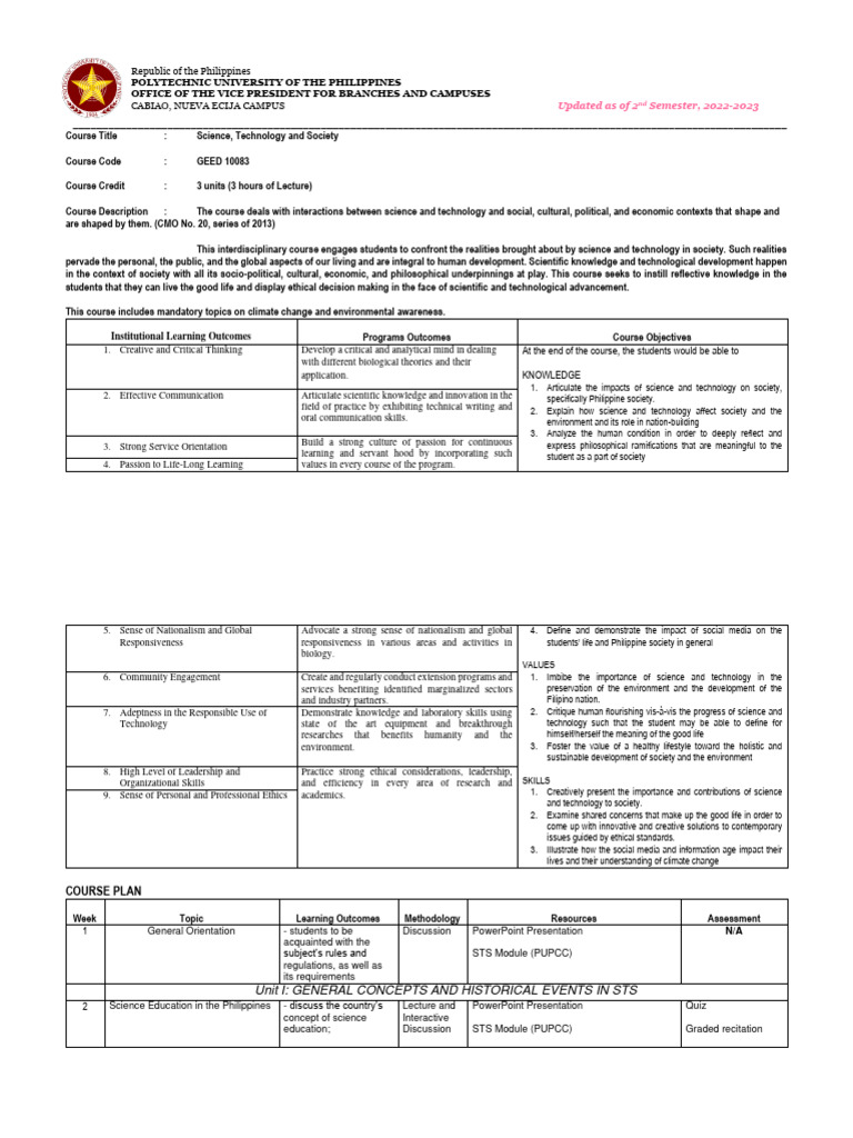 02 Syllabus STS 2023 | PDF