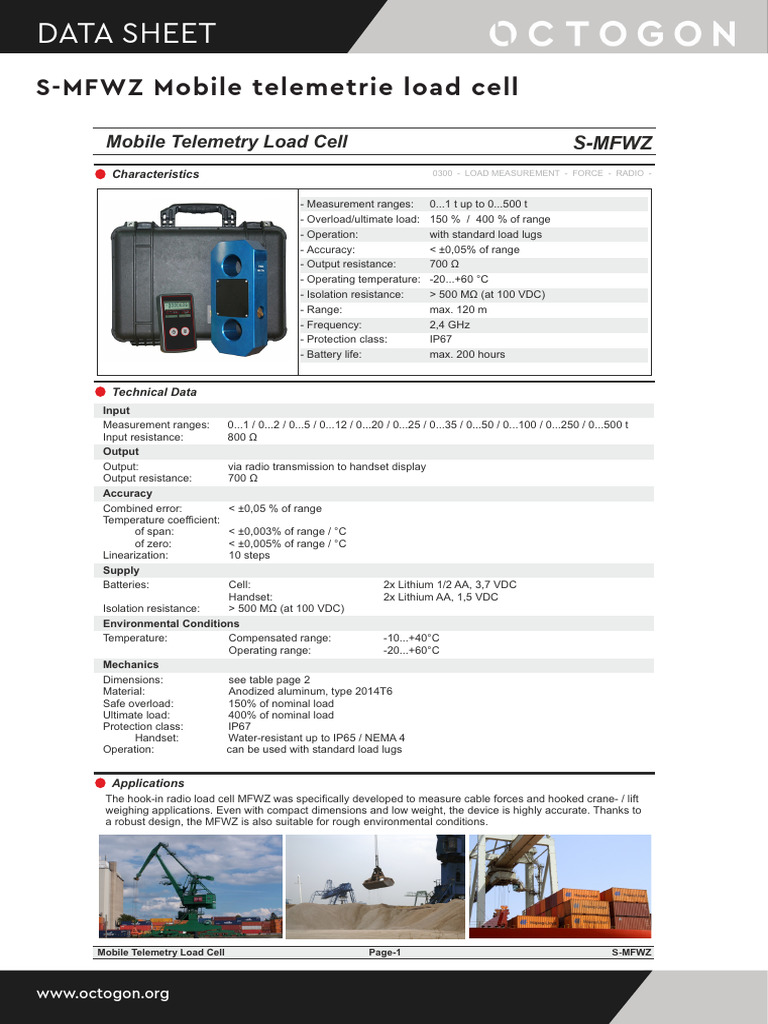 S-MFWZ Mobile Telemetrie Load Cell | PDF