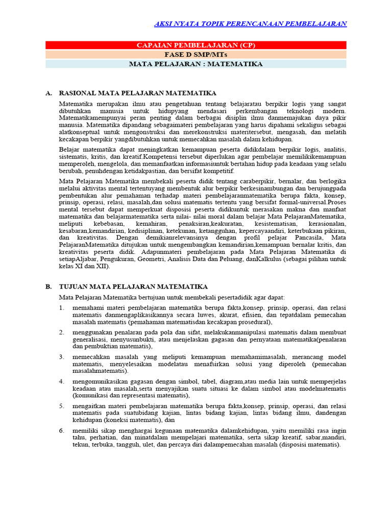 CP Fase D - Matematika | PDF