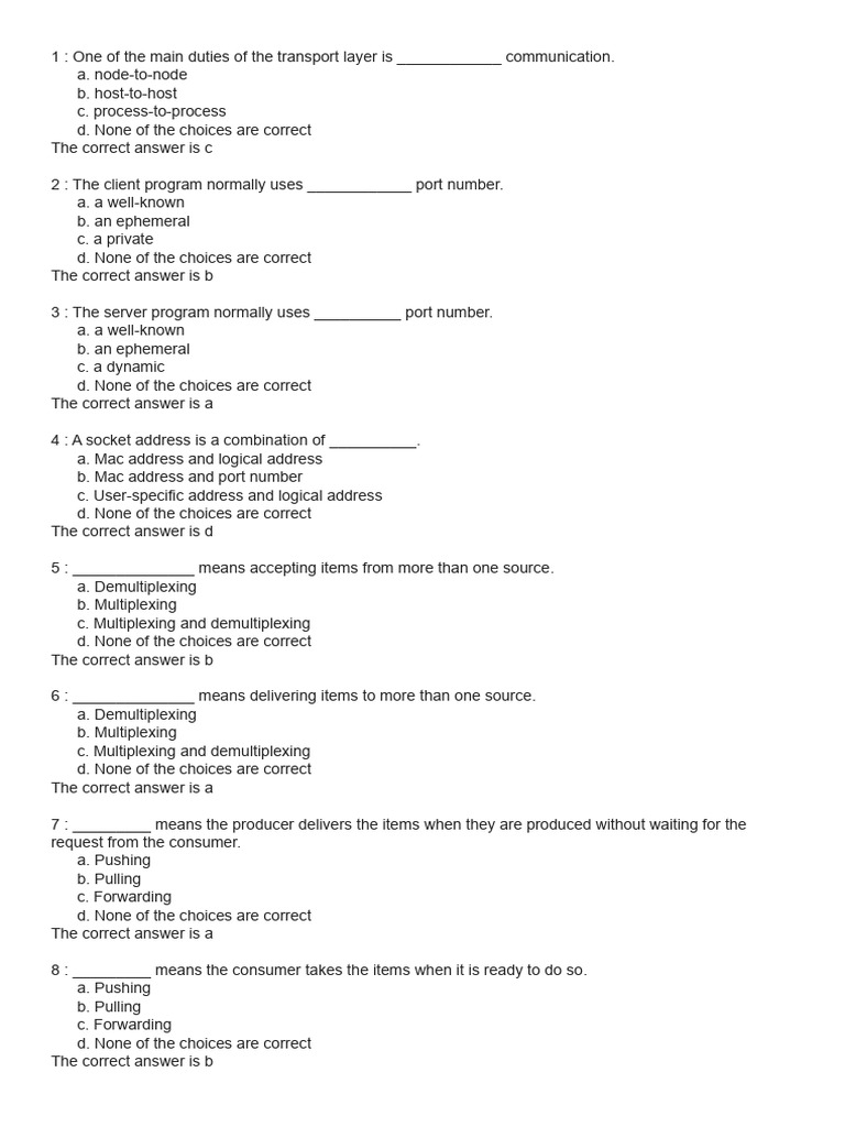 Quiz - Transport Layer | PDF Quiz - Transport Layer | PDF