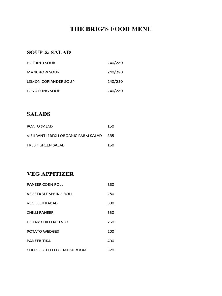 The Brig New Menu | Download Free PDF | Soup | Salad