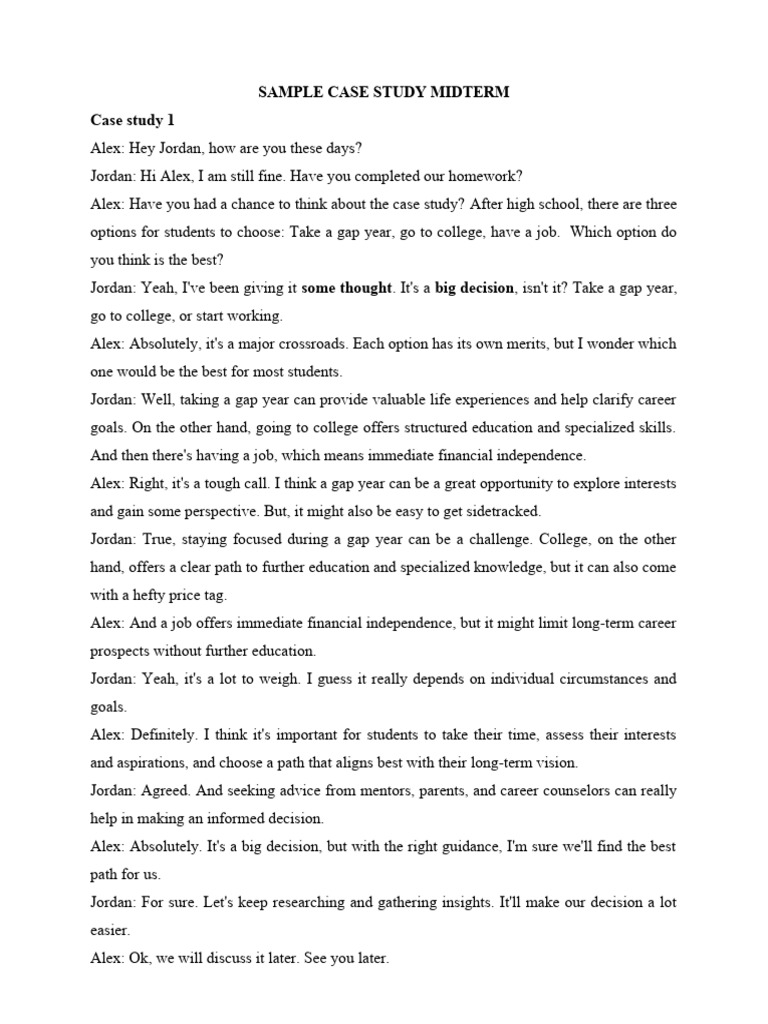 Sample Case Study Midterm | PDF | Lifestyle Sample Case Study Midterm | PDF | Lifestyle