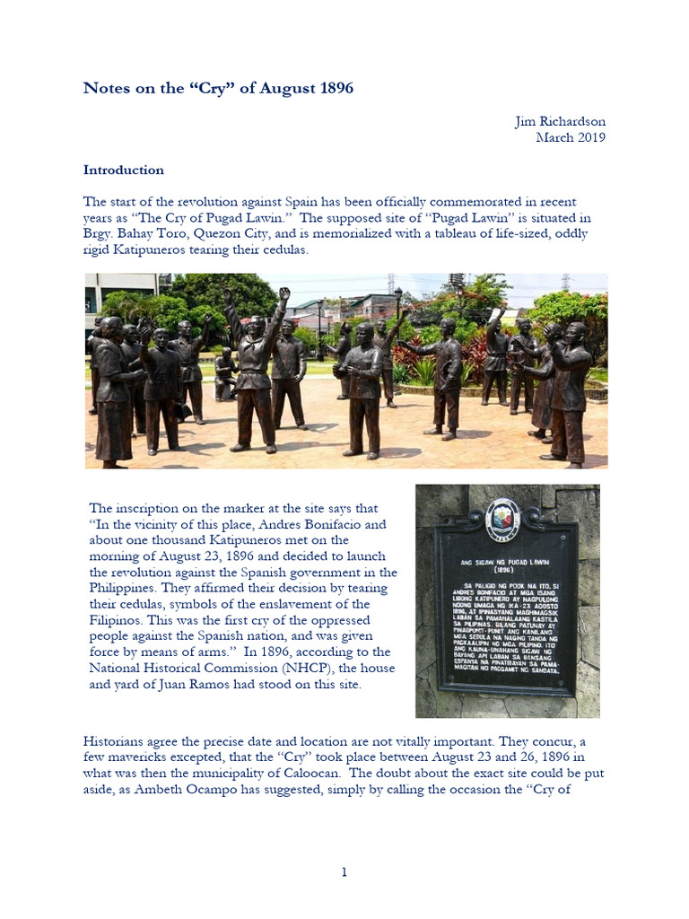 Understanding the Cry of August 1896 | PDF | Metro Manila | Wars Of ...