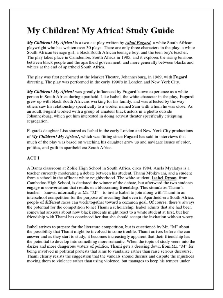 My Children!my Africa! | PDF | Apartheid | South Africa