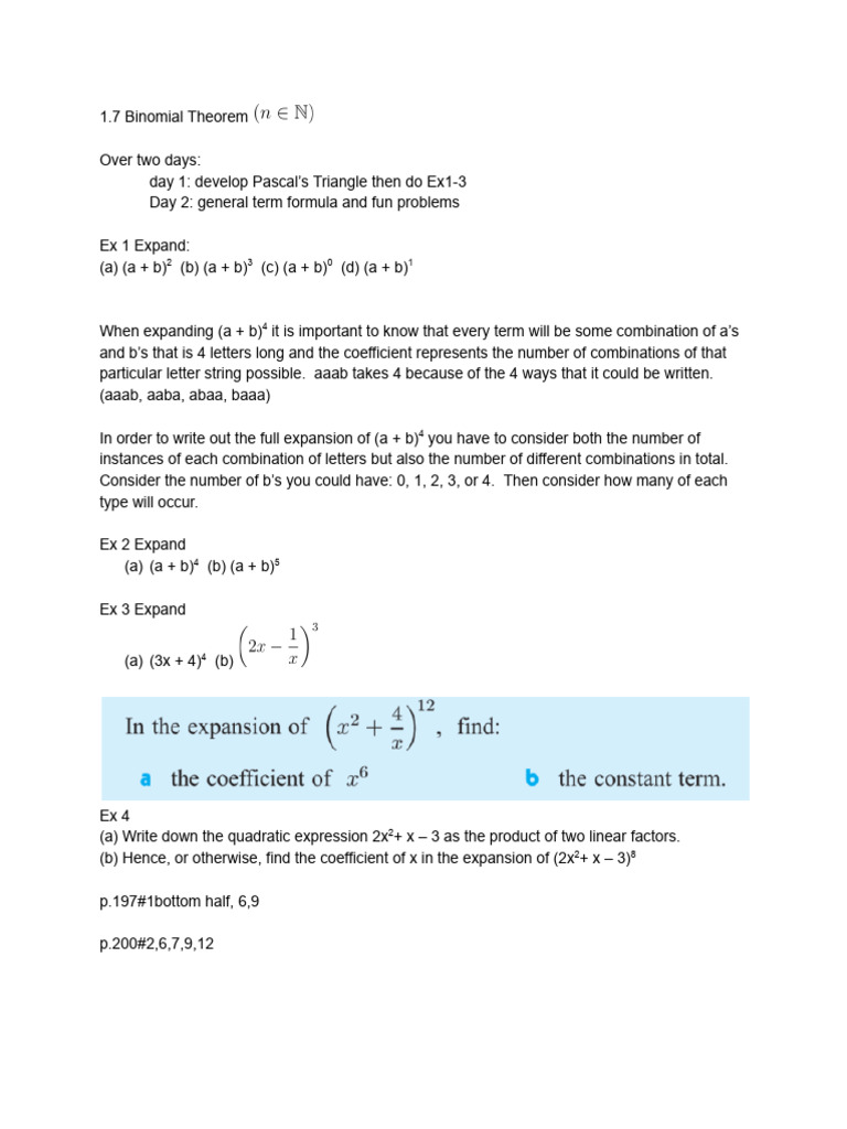1.7 Binomial Theorem | PDF
