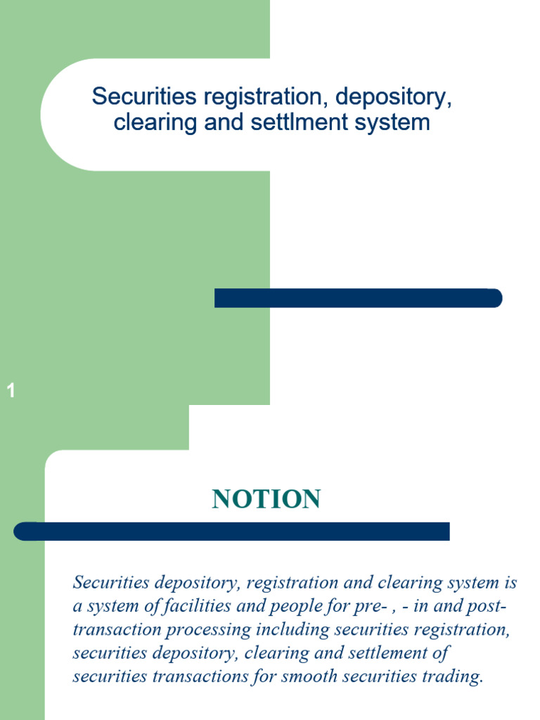 Securities Registration Depository Clearing And Settlement System Pdf