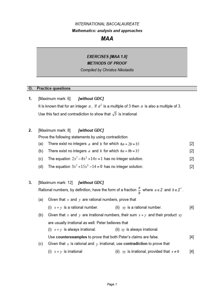 (MAA 1.8) METHODS OF PROOF - Eco | PDF | Mathematical Proof | Rational ...