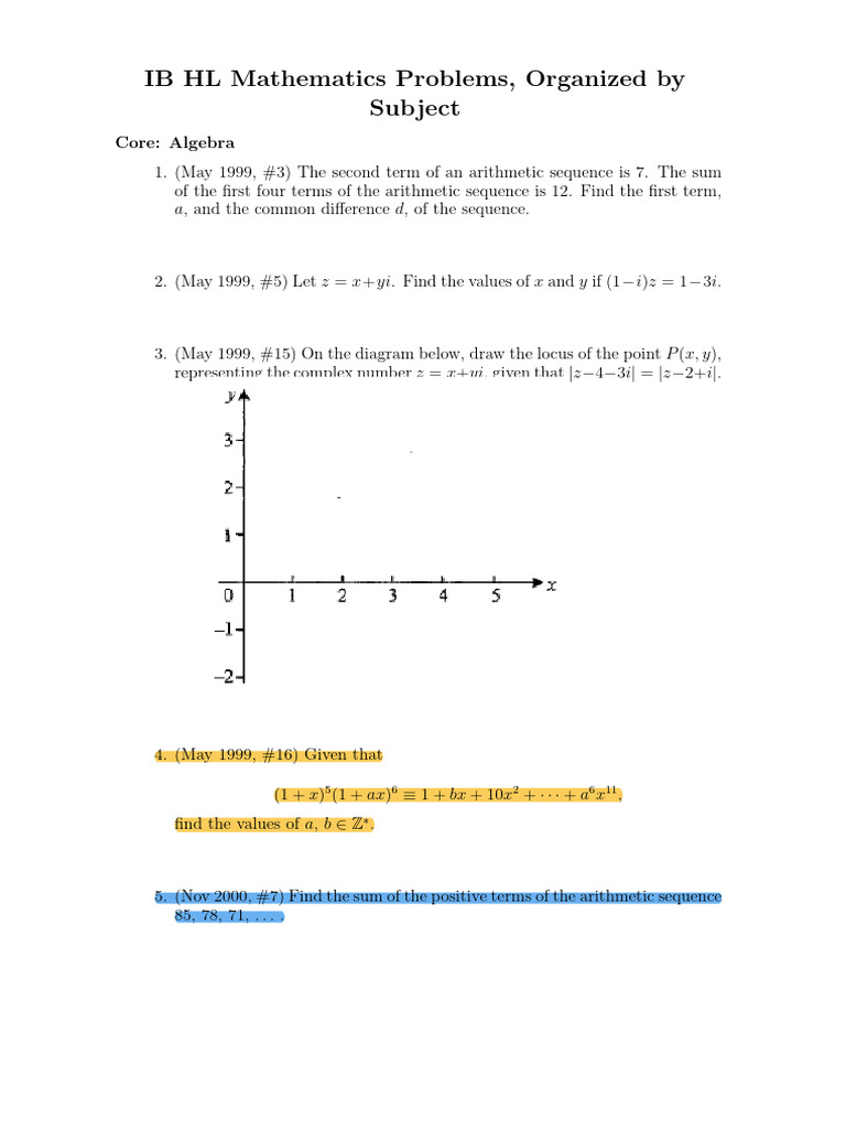 Problems by Subject | PDF | Complex Number | Function (Mathematics)