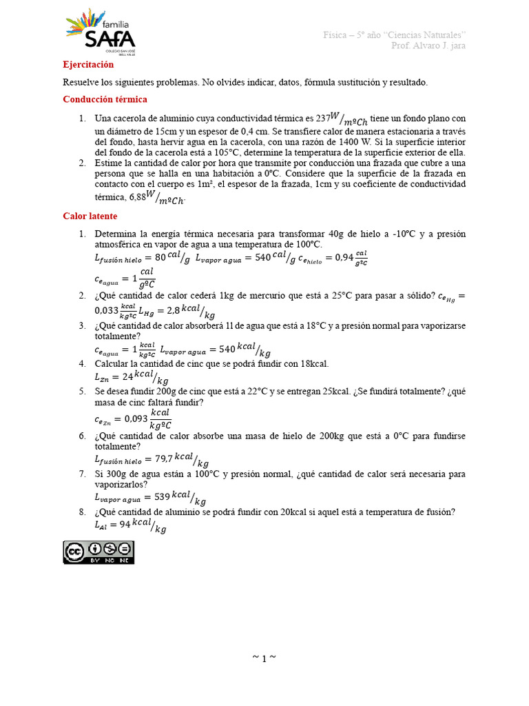 4-Ejercicios Conducción Térmica-Calor Latente | PDF | Calor | Conduccion termica