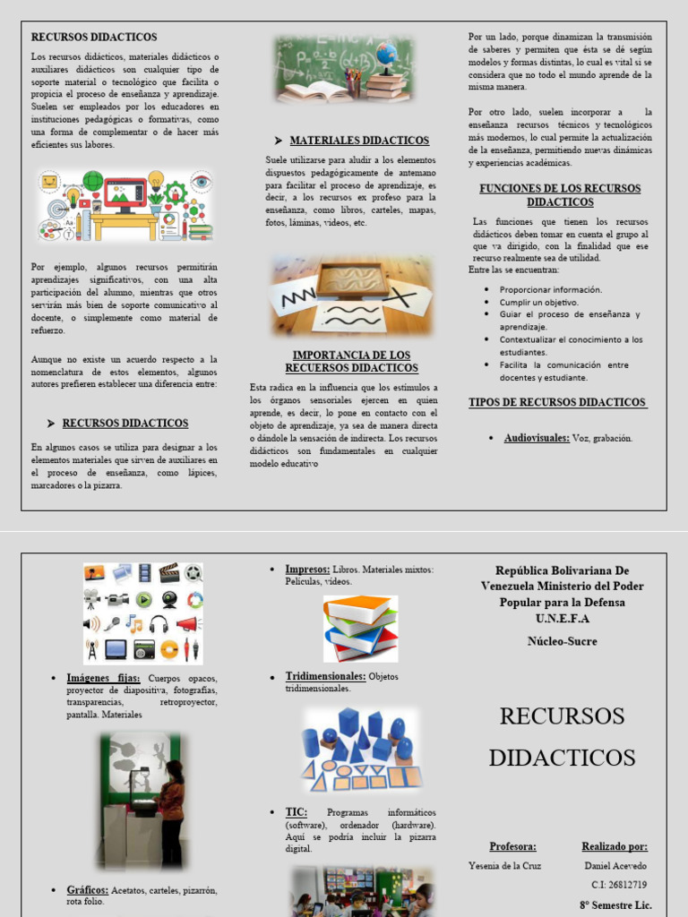 RECURSOS DIDACTICOS Triptico | PDF | Enseñando | Cognición