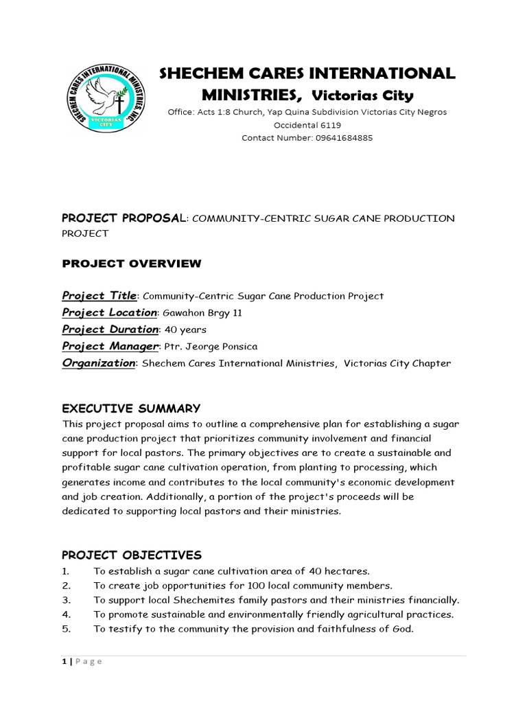 Community Sugar Cane Project Proposal | PDF | Sugarcane | Agriculture