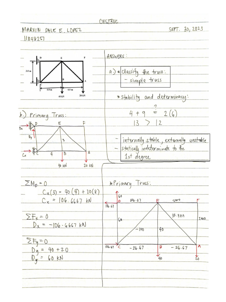 Theory of Structures Problem Exercise | PDF
