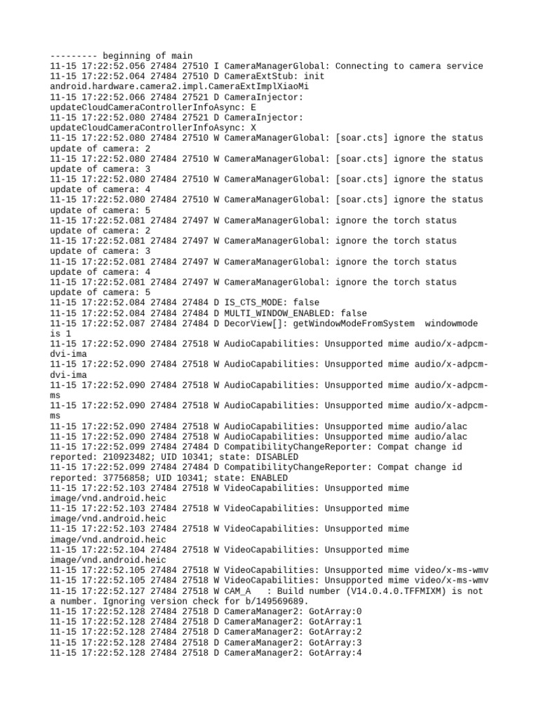 Camera Service Connection Logs | PDF