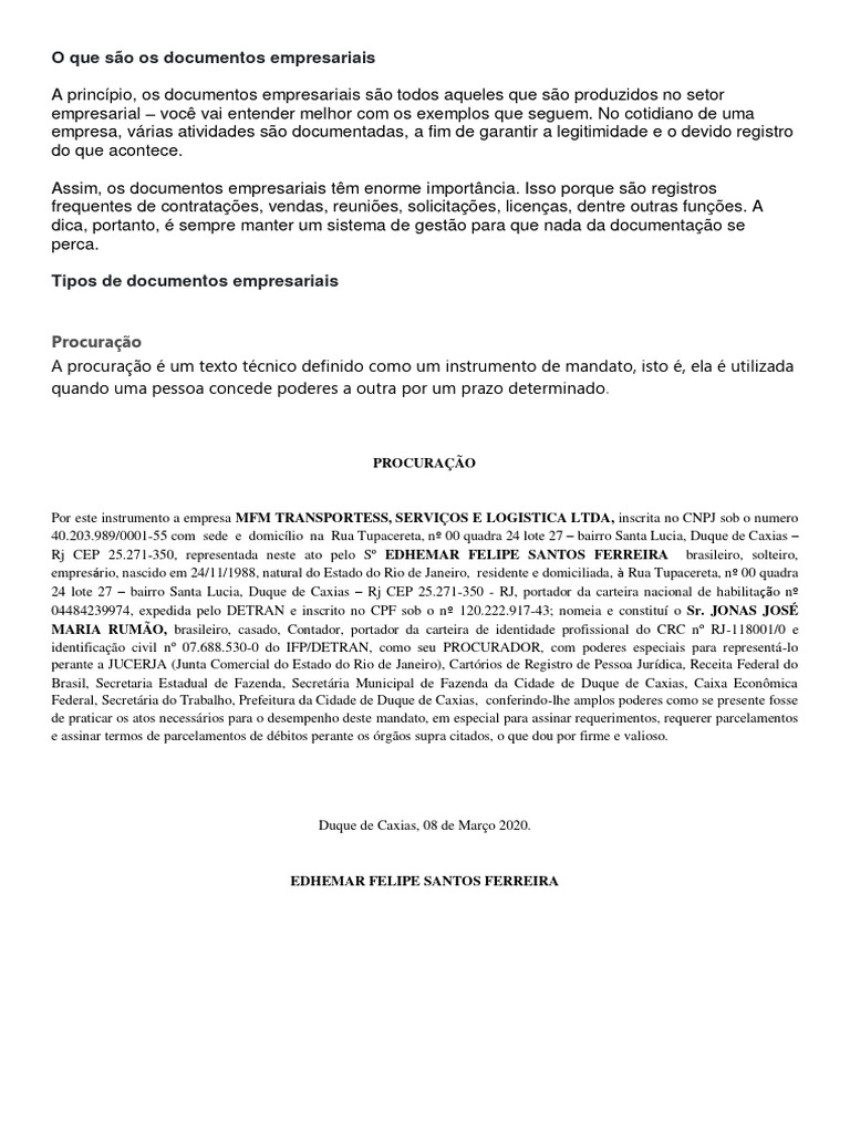 Documentos Comerciais | PDF | Procuração | Recibo