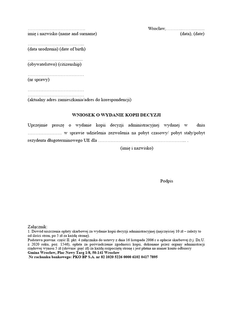 Wniosek - o - Wydanie - Kopii - Decyzji 3 | PDF