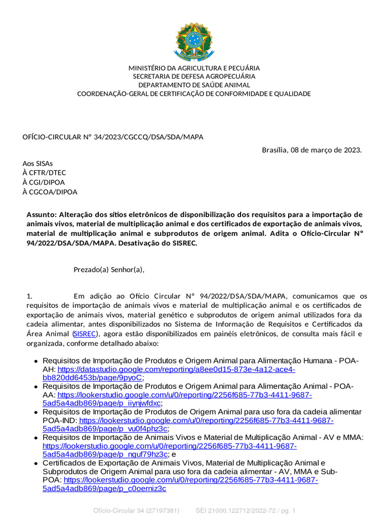 Oficio Circular No 34 - 2023 - CGCCQ Paineis | PDF